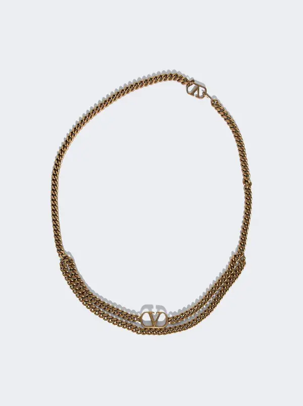 Valentino Garavani Signature Logo Chain Belt - Antique Gold