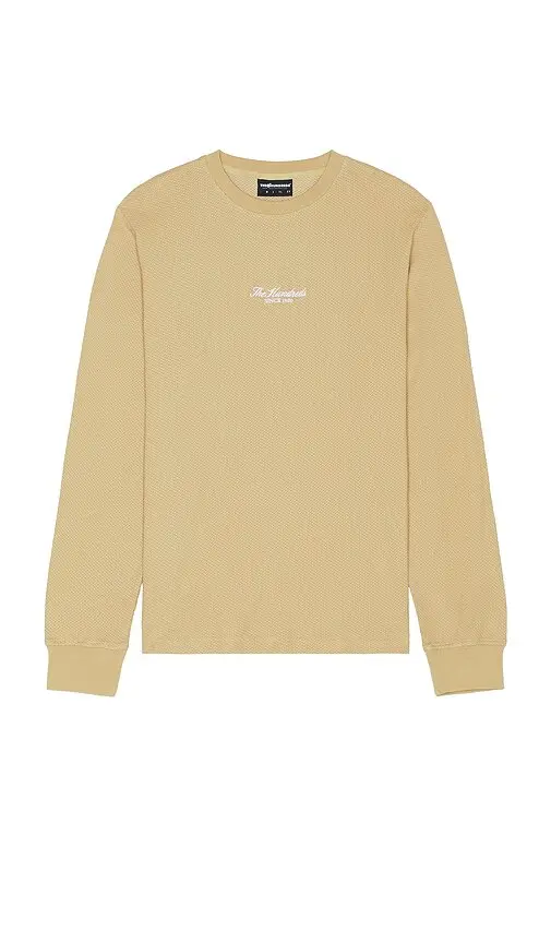 THE HUNDREDS Rich Logo Long Sleeve Tee In Beige - Khaki
