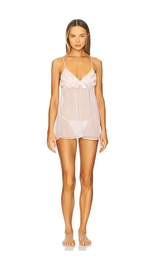 Flora Nikrooz Bellflower Camidoll With Thong In Blush - Pink