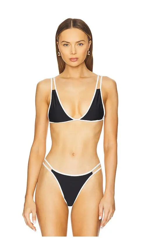 ACACIA Leon Piped Bikini Top - Black & White