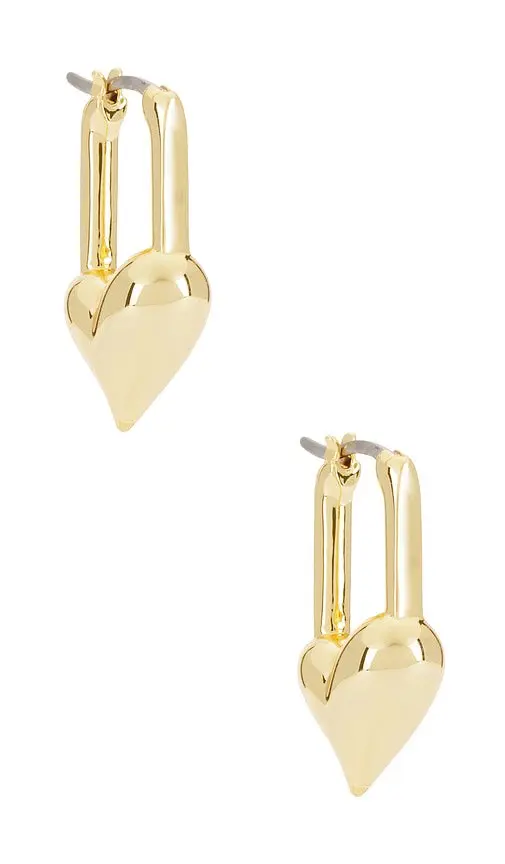 Jenny Bird Padlock Heart Huggies Earrings - Gold
