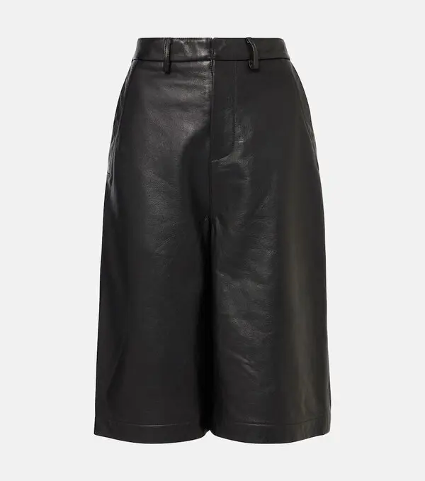 Entire Studios Area Leather Shorts - Black | Editorialist