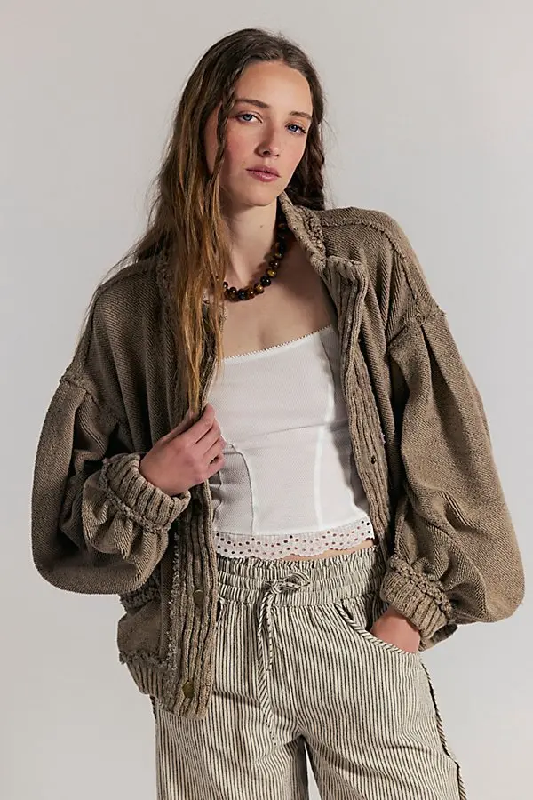 Free People We The Free Cute In This Cardi - Chinchila