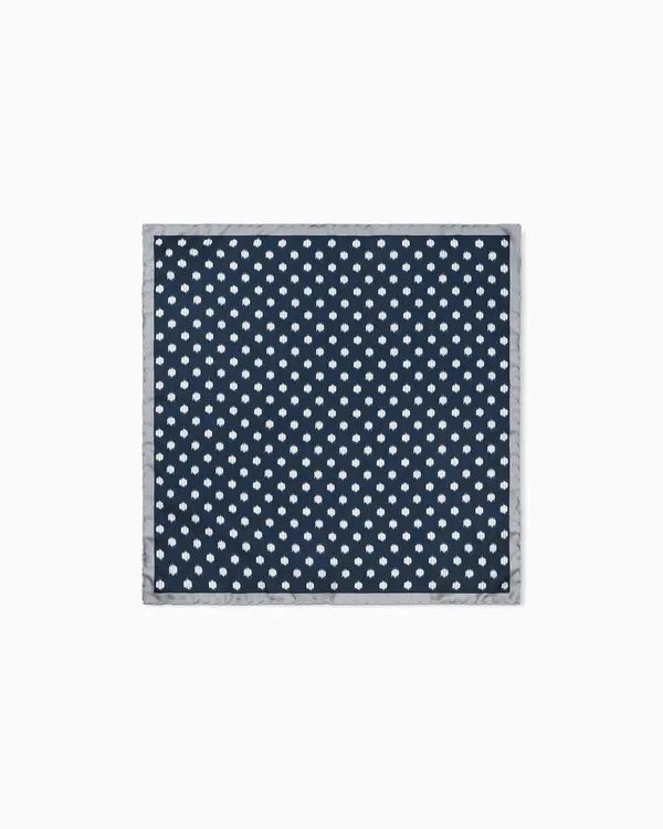 Giorgio Armani Printed Silk Pocket Square - Navy Blue