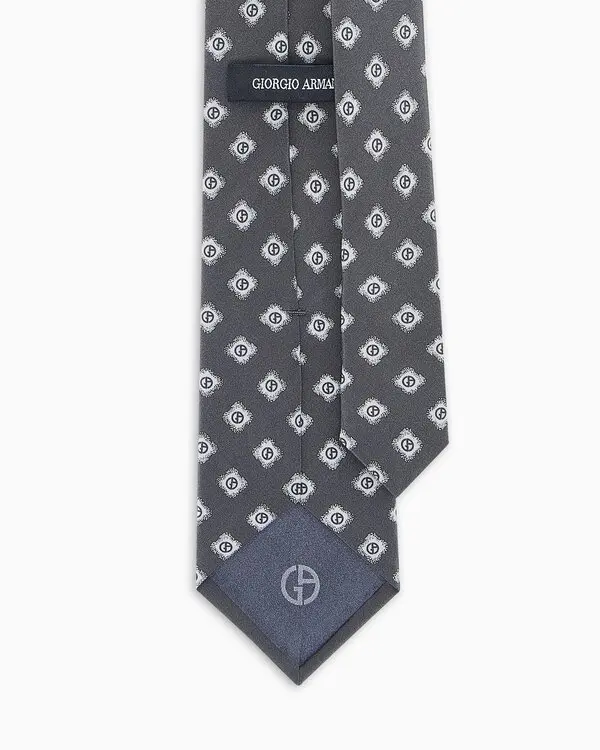 Giorgio Armani Printed Silk Neck Tie - Grey