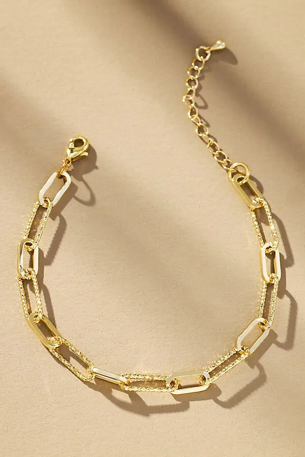 BOXBAR Textured Paperclip Charm Bracelet - Gold