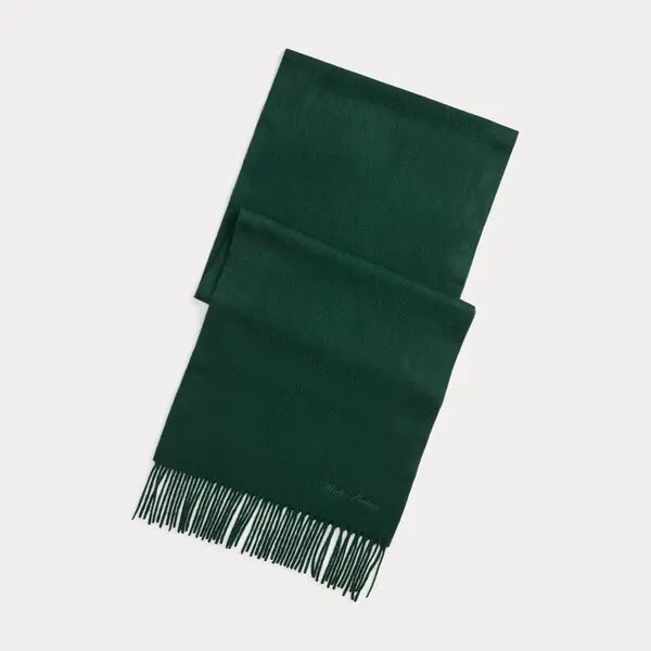 Ralph Lauren Fringe Cashmere Scarf - Dk Racing Green