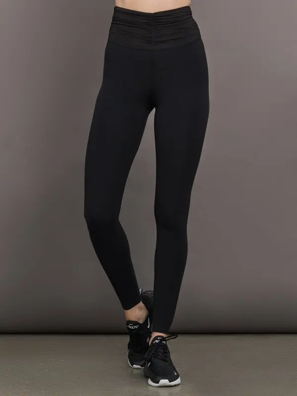 Carbon38 Ruched Mesh Legging In Melt - Black