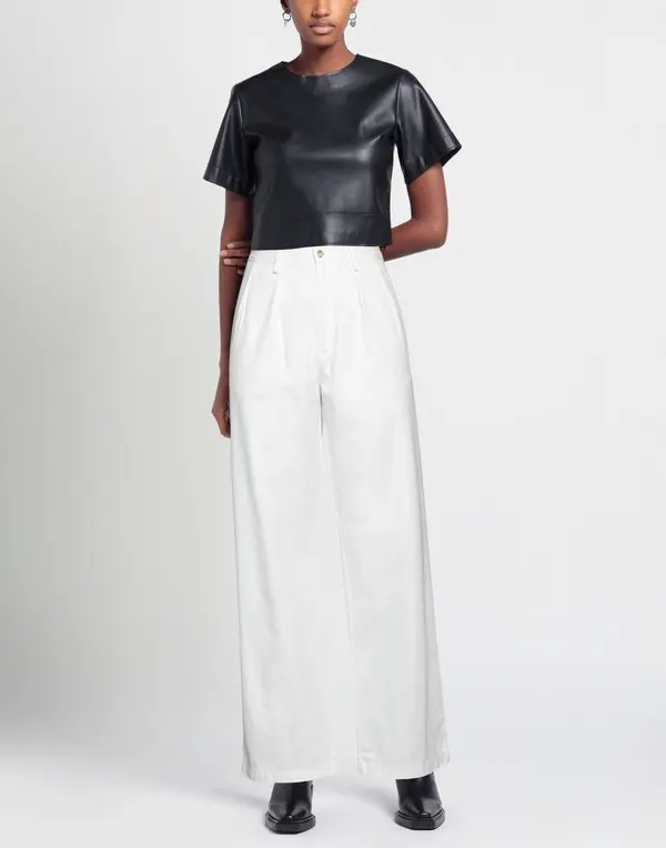 Denimist Cotton Gabardine Wide-leg Pants - White