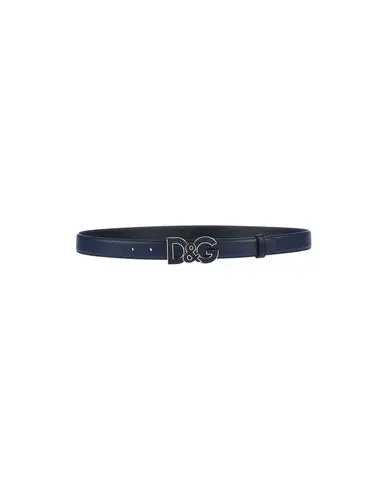 Dolce & Gabbana Pebbled Calfskin Belt With Logo - Navy
