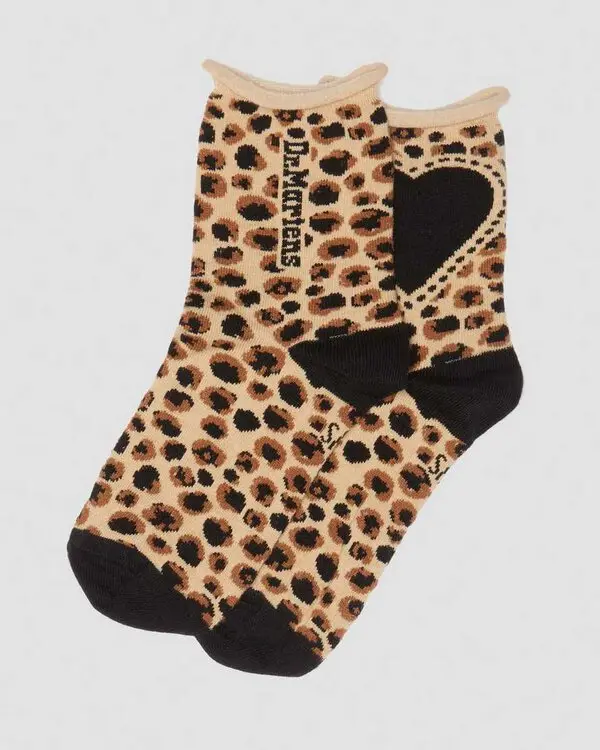 Dr. Martens Leopard Heart Cotton Blend Socks