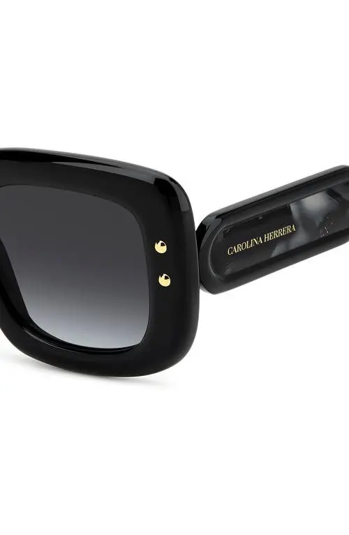 Carolina Herrera 49mm Rectangular Sunglasses - Black/ Dark Grey Sf