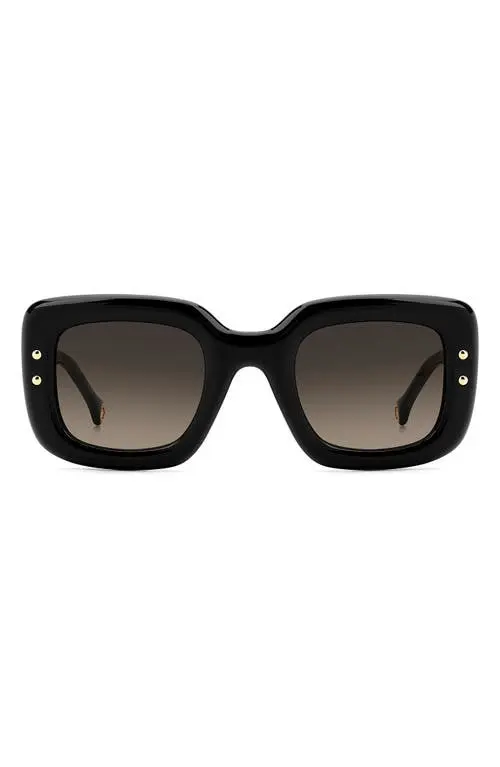 Carolina Herrera 49mm Rectangular Sunglasses - Black Pink/ Brown Sf