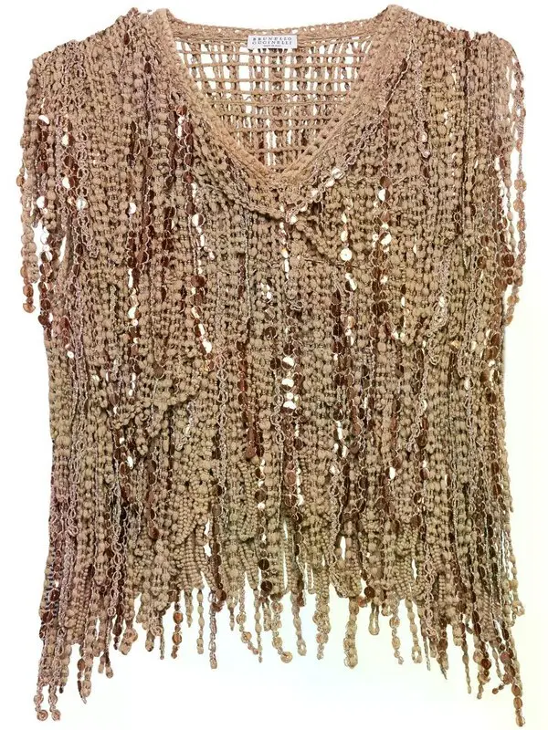 Brunello Cucinelli Sequin Embellished Top - Brown