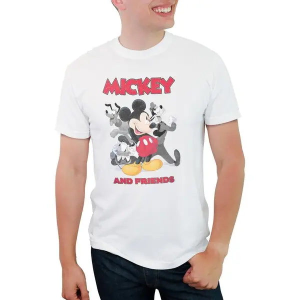 MICKEY & FRIENDS Distressed Friends Poster Graphic T-shirt - White