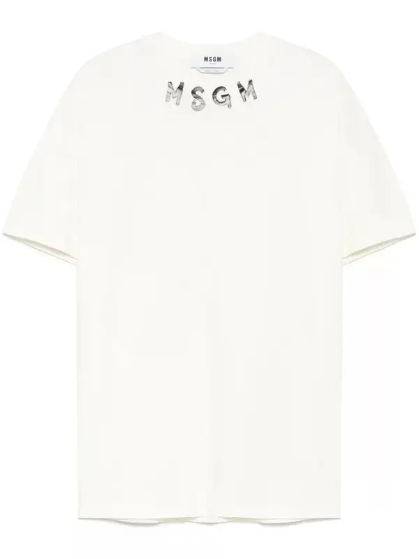 MSGM Logo-print T-shirt - Neutrals
