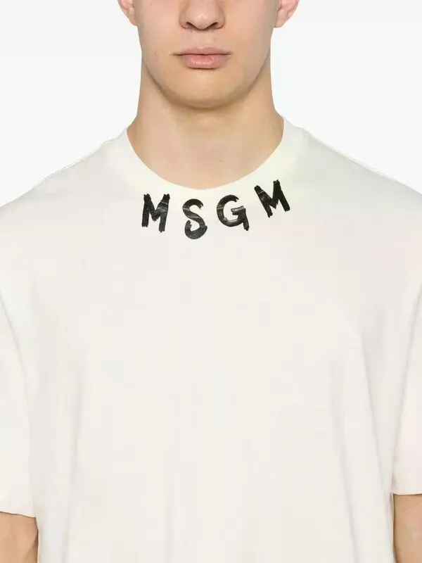 MSGM Logo-print T-shirt - Neutrals