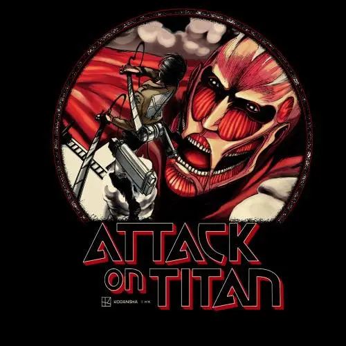 ATTACK ON TITAN Eren Vs. Colossal Cover Short Sleeve Graphic T-shirt