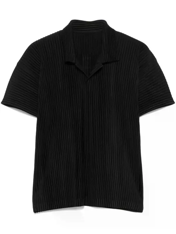 Issey Miyake Pleated Polo Shirt - Black