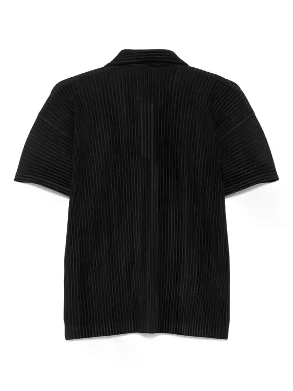 Issey Miyake Pleated Polo Shirt - Black