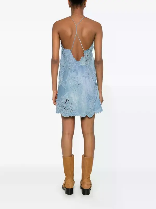 designer blue lace dress Banteria Asymmetric Light Blue & Silver Sequined Lace Dress main image 0