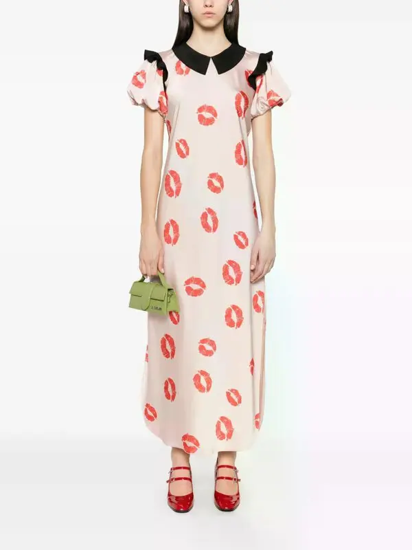 PARLOR Kiss-print Midi Dress