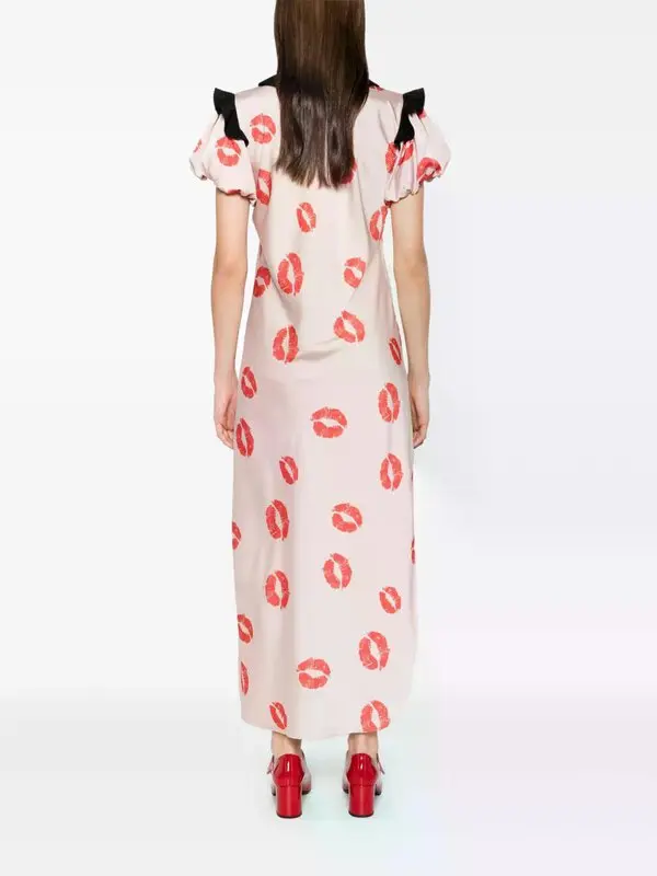 PARLOR Kiss-print Midi Dress