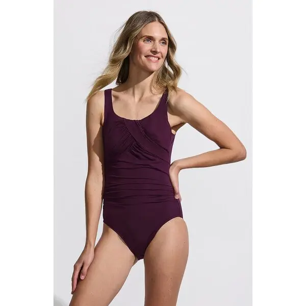 LANDS' END Slendersuit Carmela One Piece Swimsuit - Dark Wine