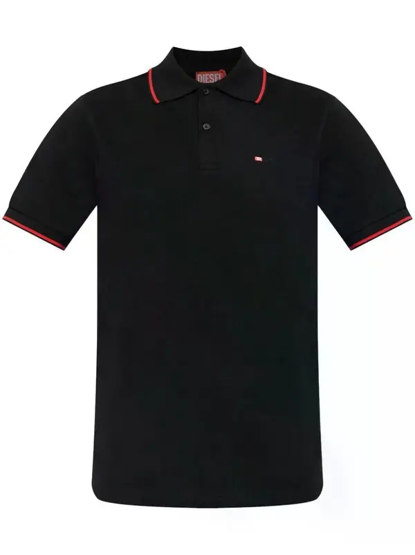 DIESEL® Polo Shirt With Micro Embroidery - Black