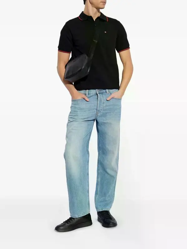 DIESEL® Polo Shirt With Micro Embroidery - Black