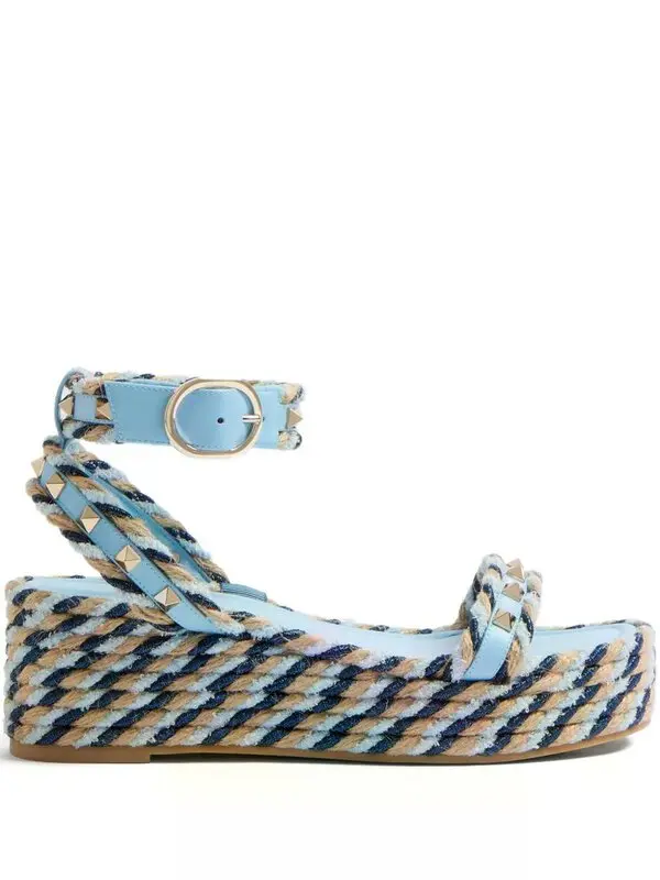 Valentino Garavani 45mm Rockstud Flatform Sandals - Neutrals