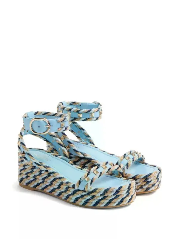 Valentino Garavani 45mm Rockstud Flatform Sandals - Neutrals