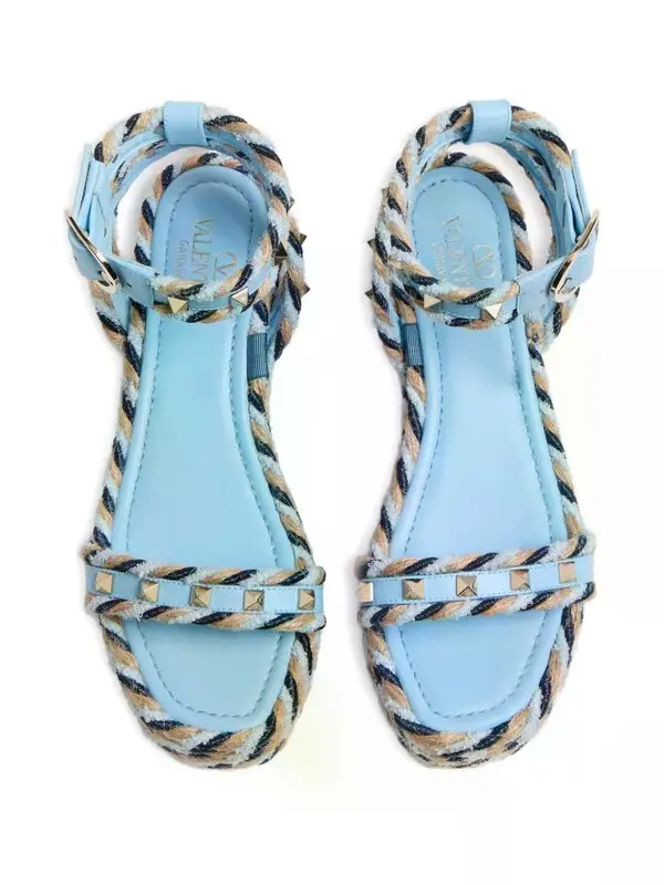Valentino Garavani 45mm Rockstud Flatform Sandals - Neutrals