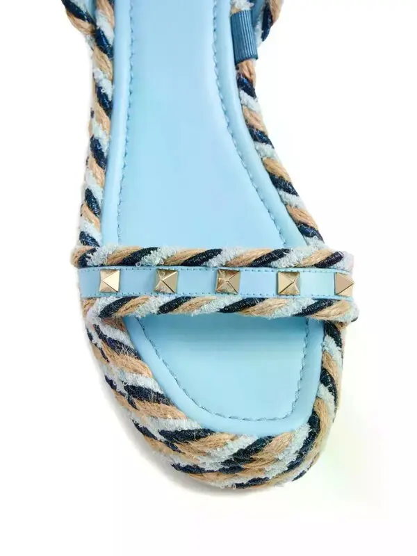 Valentino Garavani 45mm Rockstud Flatform Sandals - Neutrals