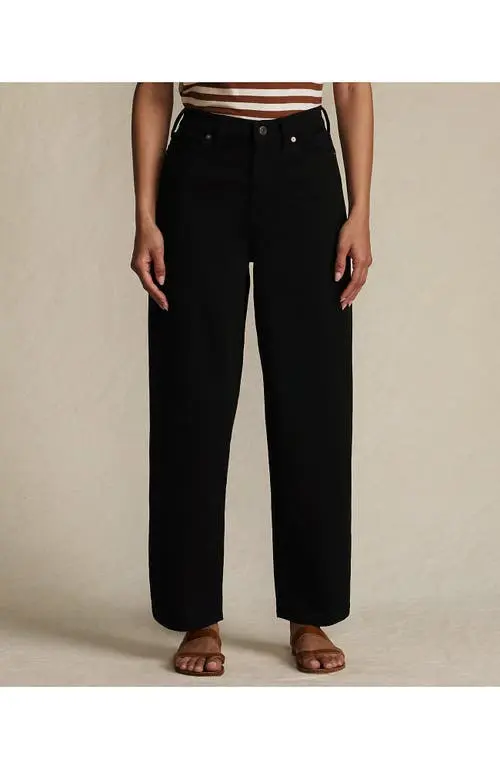 LANDS' END High Rise Barrel Leg Ankle Jeans - Black