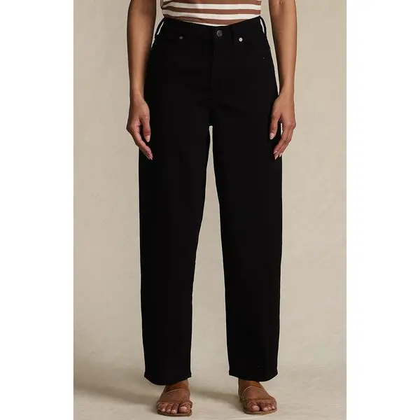 LANDS' END High Rise Barrel Leg Ankle Jeans - Black