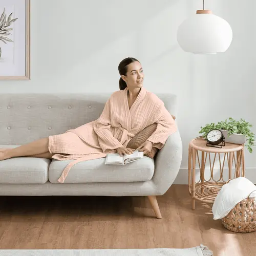 COMFY CUBS Adult Muslin Bathrobe - Blush