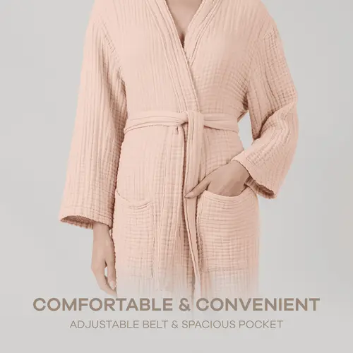 COMFY CUBS Adult Muslin Bathrobe - Blush
