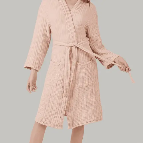 COMFY CUBS Adult Muslin Bathrobe - Blush