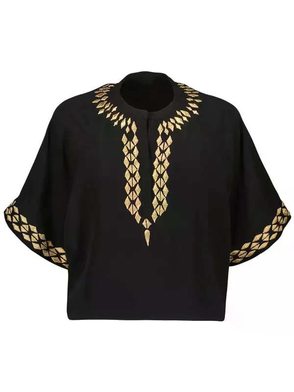 YVES SALOMON Embroidered Silk Blouse