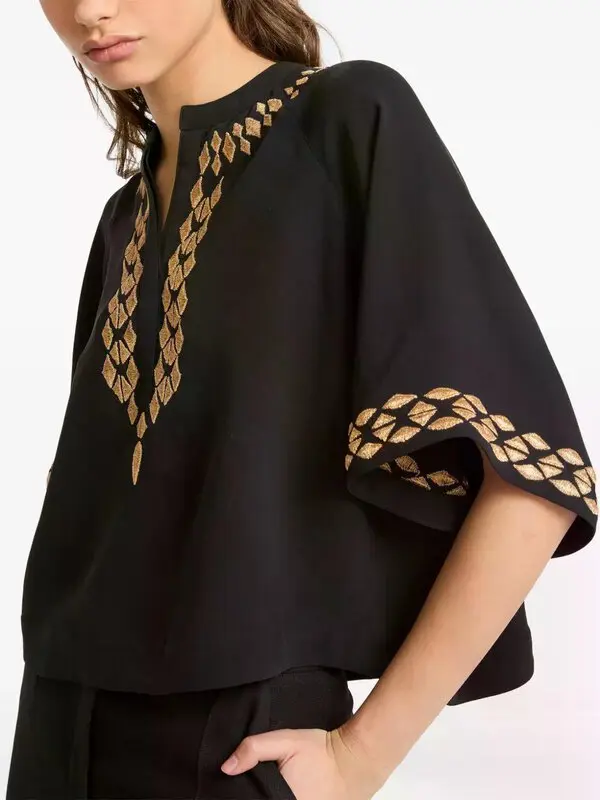 YVES SALOMON Embroidered Silk Blouse
