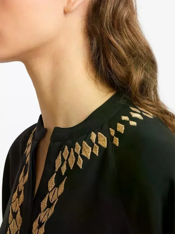 YVES SALOMON Embroidered Silk Blouse