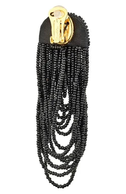 Oscar De La Renta Beaded Clip-on Drop Earrings