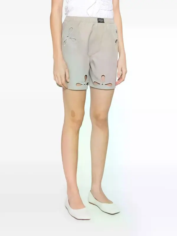 Coperni Petal-embroidered Cut-out Shorts - Neutrals
