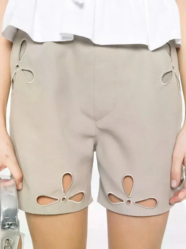 Coperni Petal-embroidered Cut-out Shorts - Neutrals