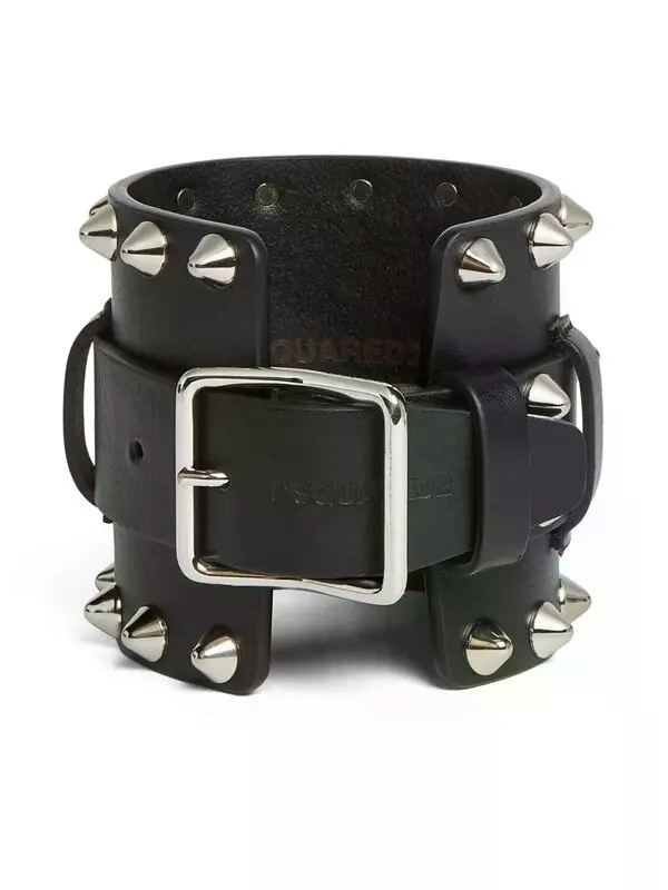 Dsquared2 Spiked Stud Leather Bracelet - Black