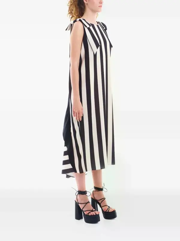 PARLOR Striped Midi Dress - White