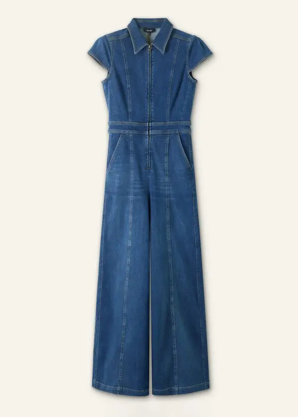 ME+EM Palazzo Travel Jumpsuit - Mid Blue Wash