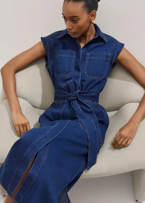white christmas dresses Denim Short-Sleeve Renee Shirtdress Light Wash Denim main image 1