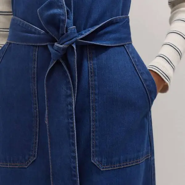 ME+EM Denim Utility Midi Shirt Dress With Belt
